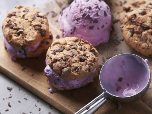 Black Raspberry Chocolate Chip Ice Cream Sandwiches - Prairie Farms ...