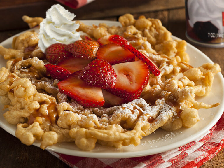 Funnel Cake with Strawberries and Whipped Cream - Prairie Farms Dairy, Inc.